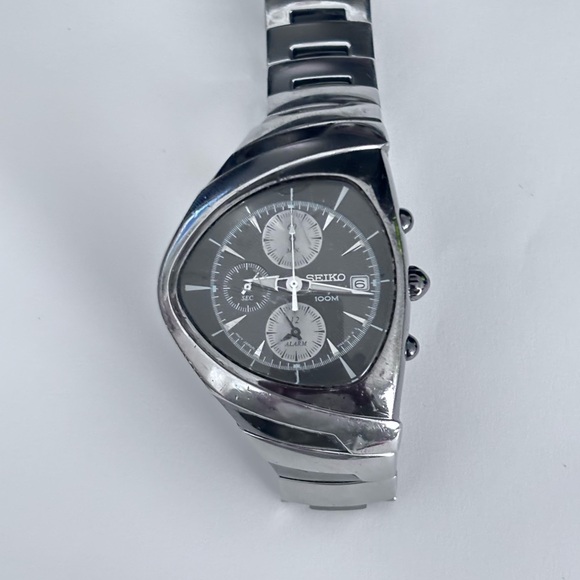 Seiko | Accessories | Seiko Silver And Black Watch Triangle Vintage ...